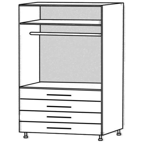 Bedroom hanging unit with 4 equal drawers 2400mm high | Ultimate ...
